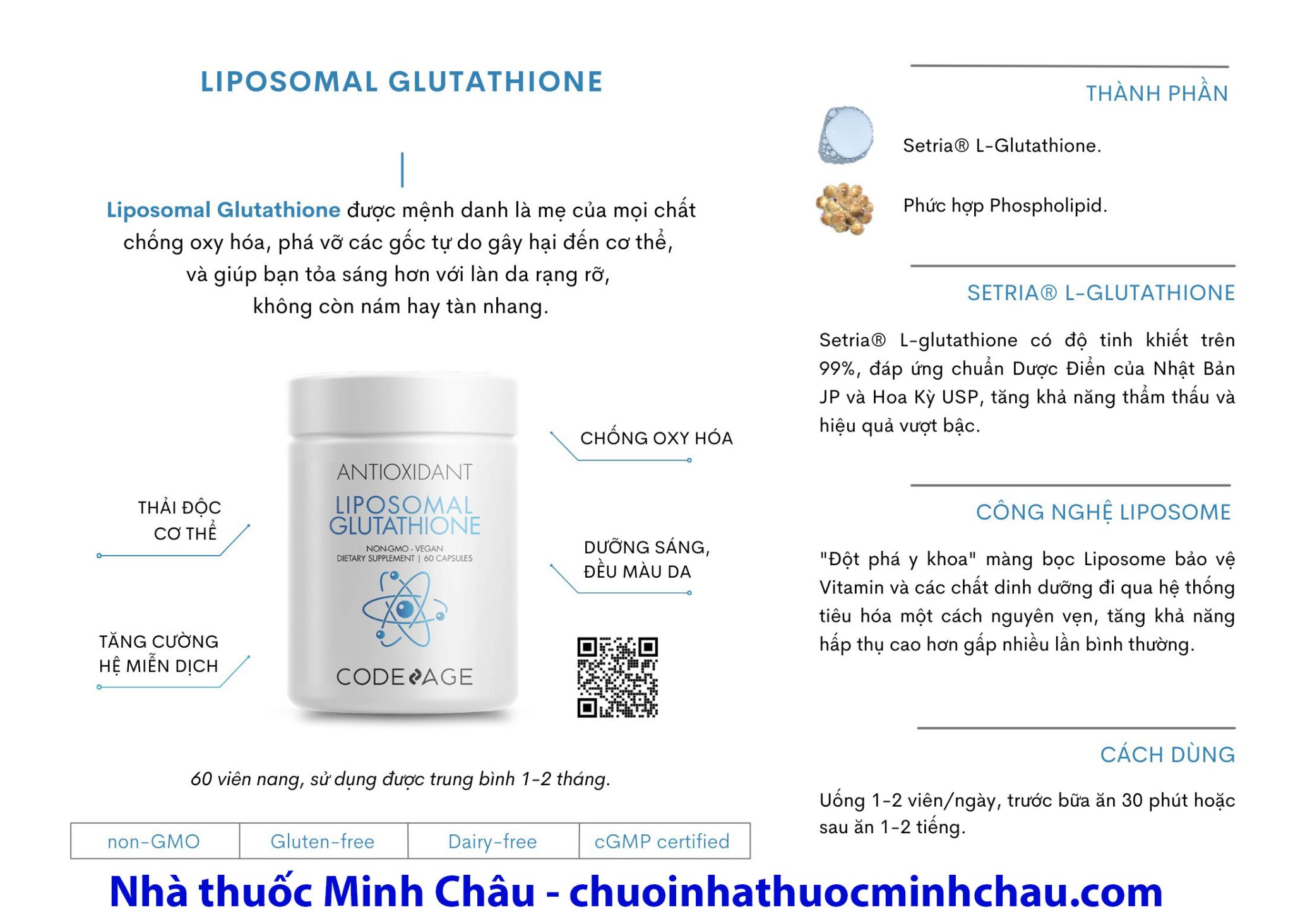 Code Age Liposomal Glutathione 500mg Bí quyết nâng cao sức đề kháng và ...